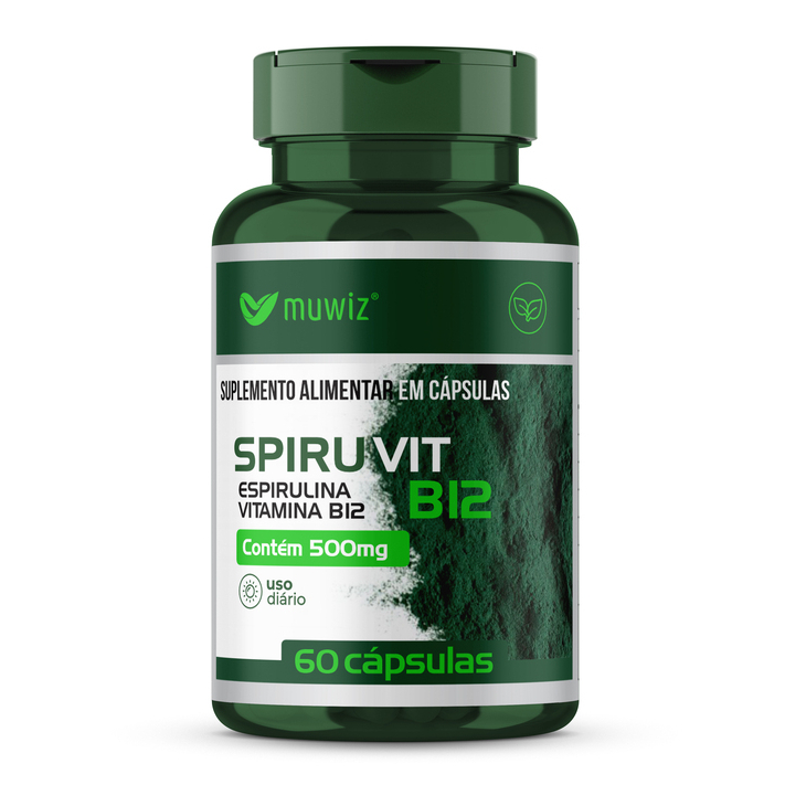 Espirulina 500mg 60 cápsulas com Vitamina B12 Espirulina 100% Pura ...