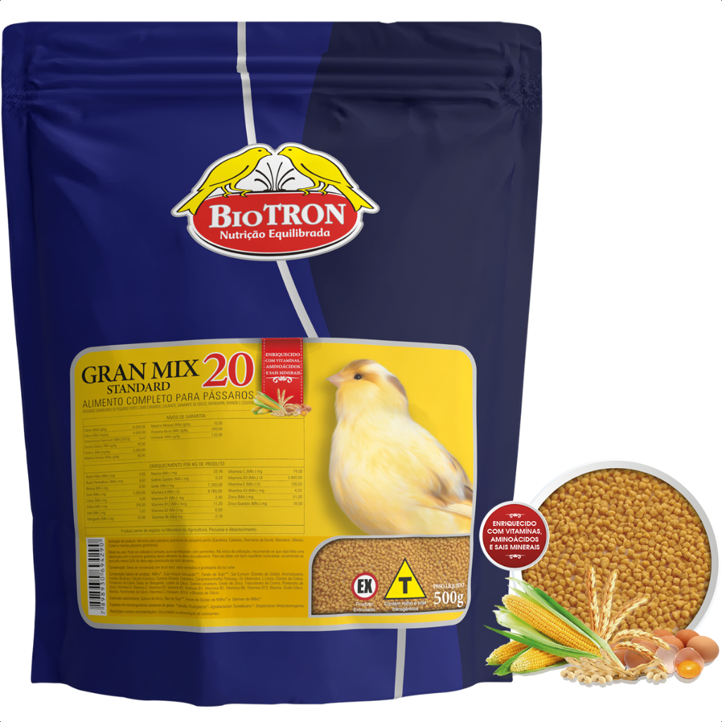Gran Mix 20 1kg Biotron - Ração Extrusada Para Canários | Shopee Brasil
