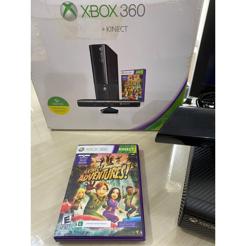 X box 360 Super Slim Acompanha 1 Jogo 1 controle, Kinect + Fonte e ...