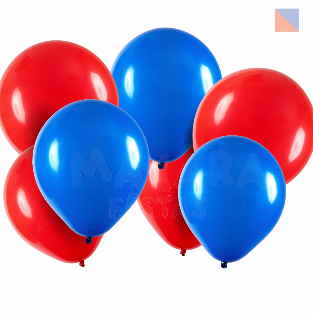 Balão - Bexiga Azul c/ Vermelho Pacote - 50 unidades sortidos | Shopee ...