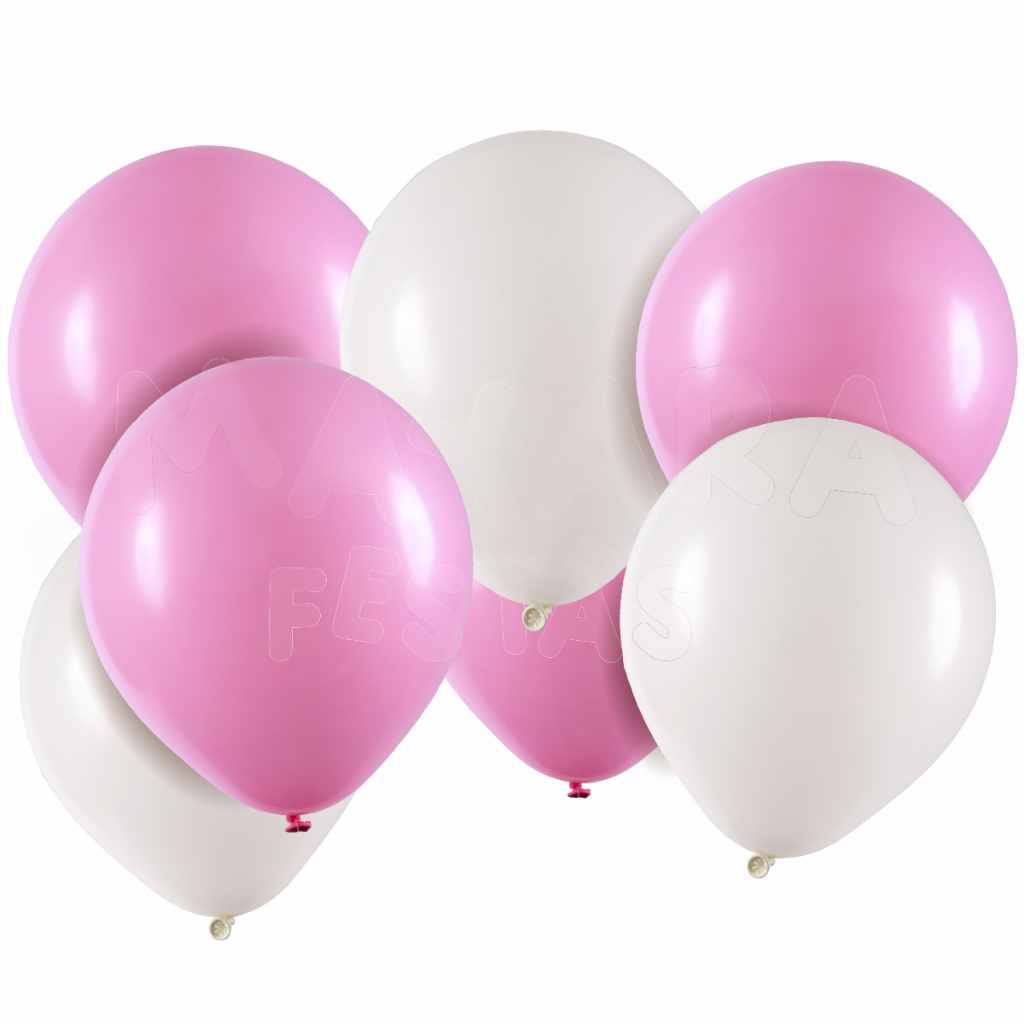 Balão - Bexiga Rosa c/ Branco Pacote - 50 unidades sortidos | Shopee Brasil