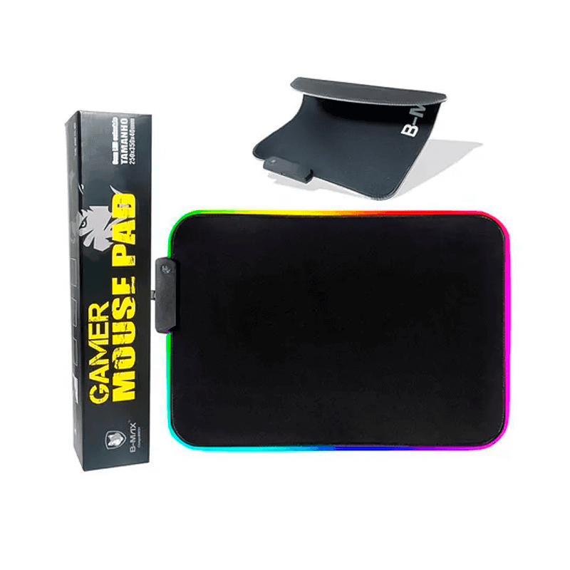 Mouse Pad Gamer Com Led Rgb 25x35 Usb Tecido Impermeável Apoio Speed ...