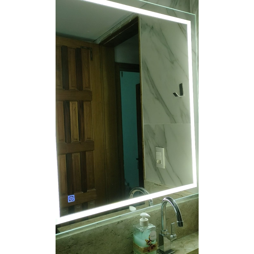 Espelho LED PREMIUM Camarim JATEADO Touch Screen com DIMMER | Shopee Brasil