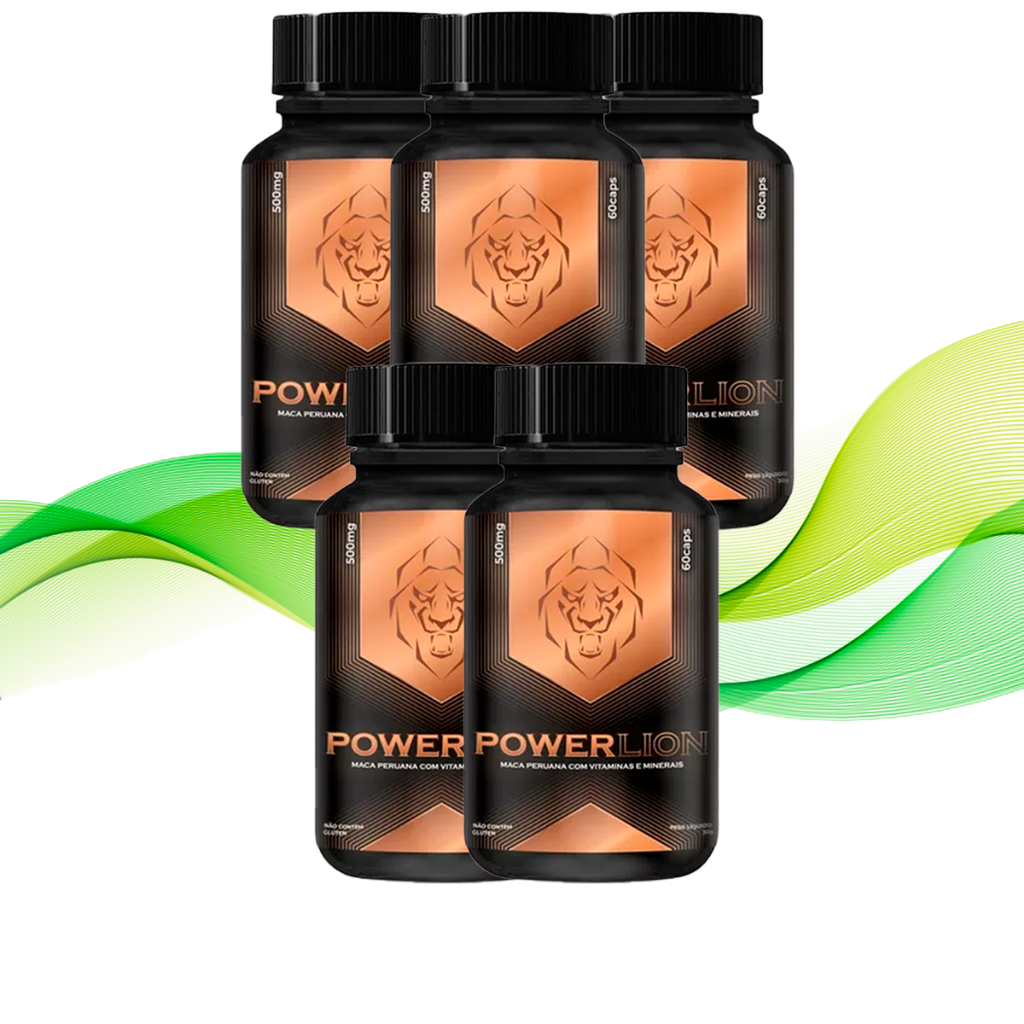 Kit 5 potes Maca Peruana Power Lion Original c/ 300 Cápsulas 500mg ...