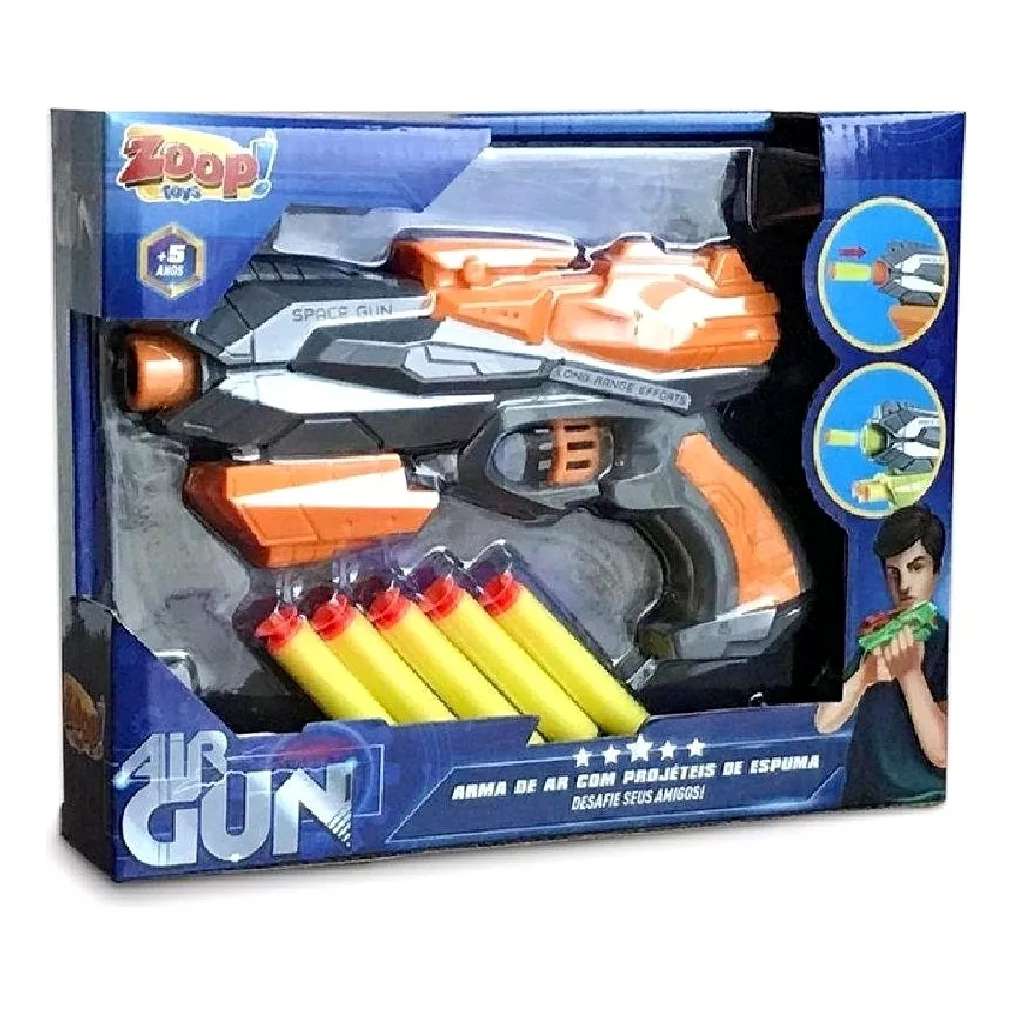 Pistola Nerf Lançador Dardos Espuma Bullet 5 Refil Soft Gun | Shopee Brasil