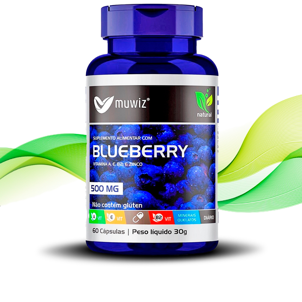Blueberry Mirtilo Muwiz 500mg 60 Cápsulas [com Vitaminas] - Envio Rápido | Shopee Brasil