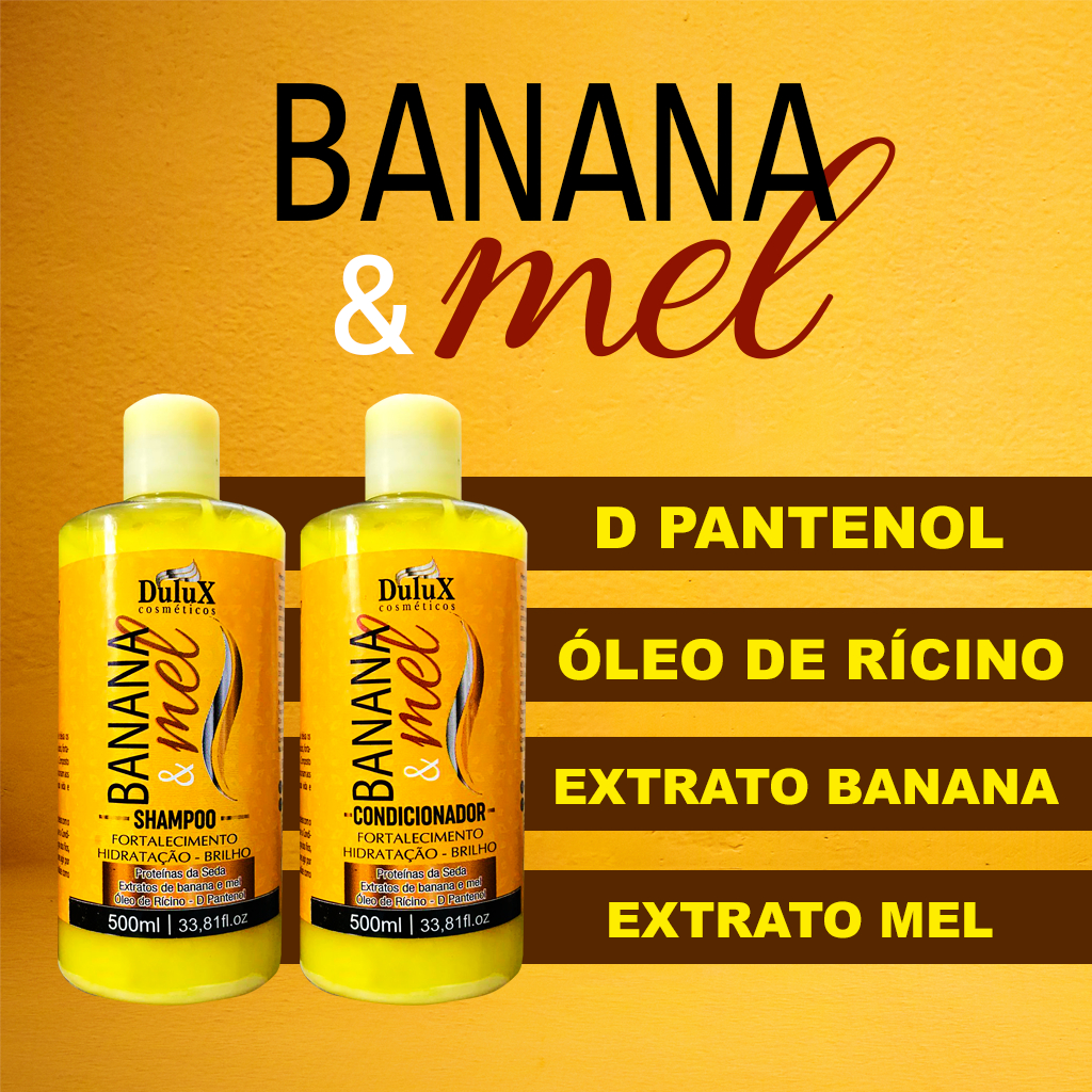Kit Shampoo e Condicionador Banana e Mel ou Coco 500ml Crescimento e ...