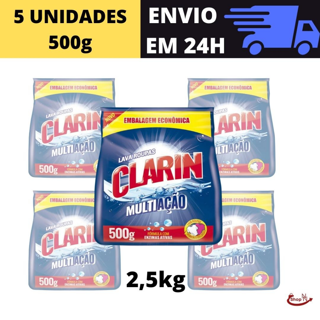 SABÃO EM PÓ CLARIN LAVAGEM PERFEITA CHEIROSO MULTIAÇÃO ROUPAS BRANCAS E ...