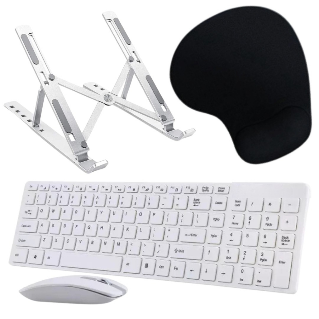 Kit Escritório Teclado e Mouse Sem fio Kmex + Mouse Pad com Apoio para ...