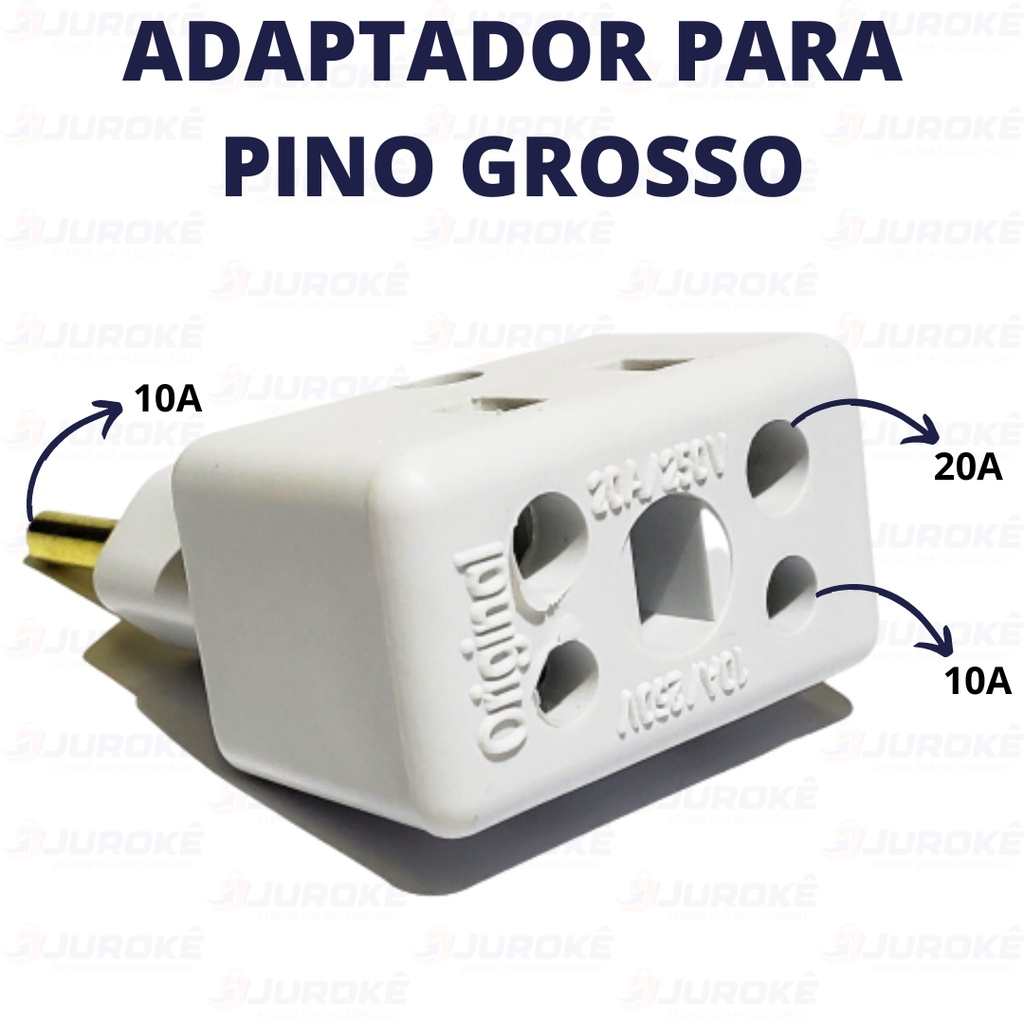 Adaptador de Tomadas Bob Esponja Benjamin 10A 20A Plug Pino Grosso ...