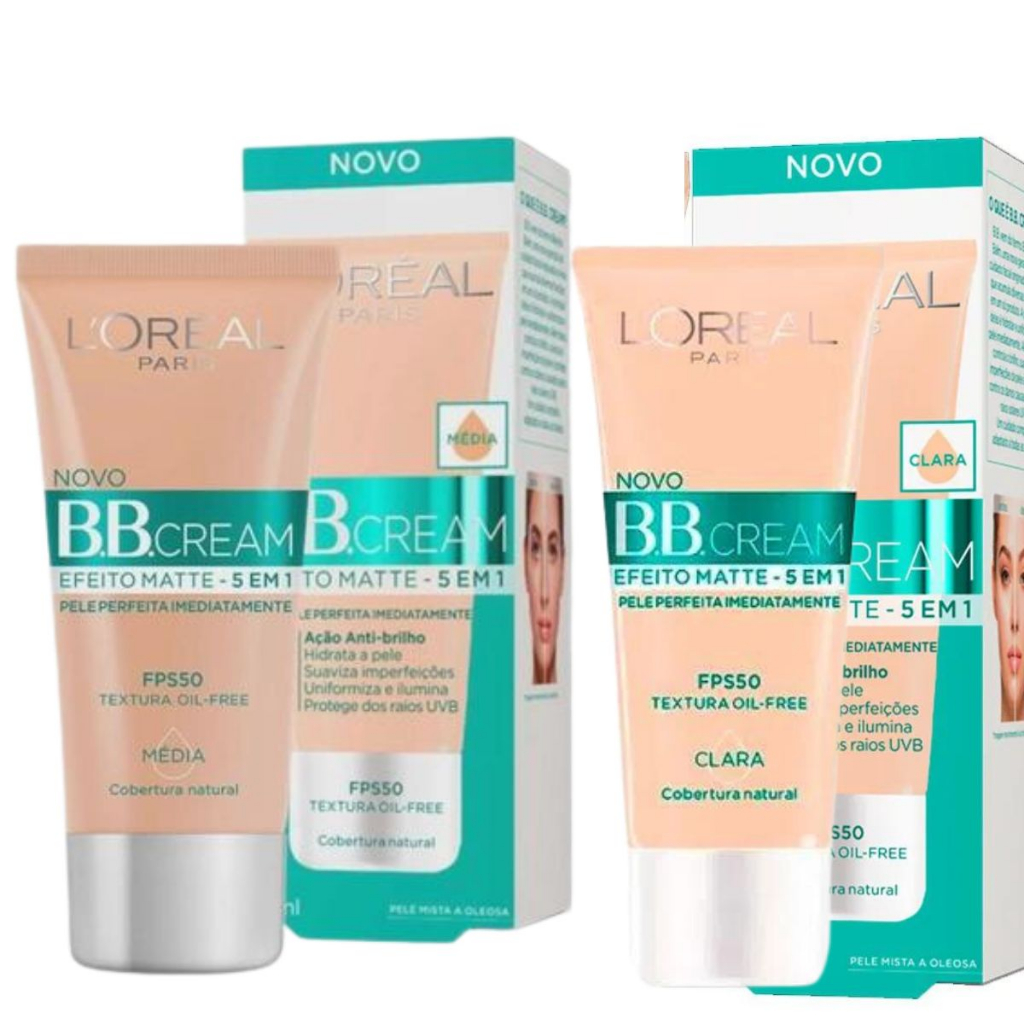 LOREAL BB CREAM EFEITO MATTE 5 EM 1 FPS 50 MORENA-CLARA-MEDIA | Shopee Brasil