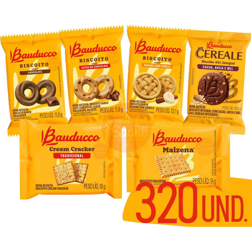 Bolacha Biscoito Em Sache Bauducco Todos Sabores 320 Pacotes | Shopee ...