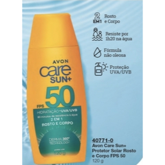 Protetor Solar FPS 50 2 em 1 Corpo e Rosto Avon Care Sun 120g | Shopee Brasil