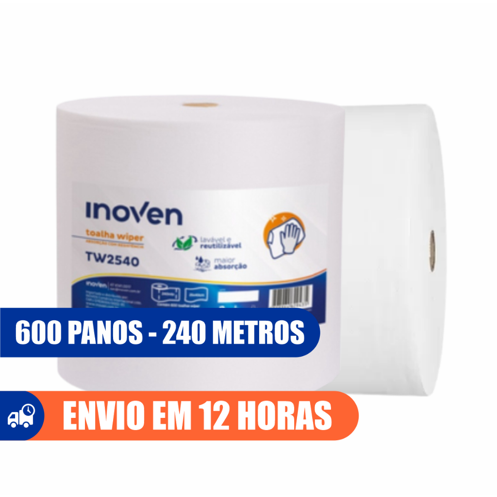 Pano Wiper 240m 600 Panos Ultra Absorvente Branco Inoven | Shopee Brasil