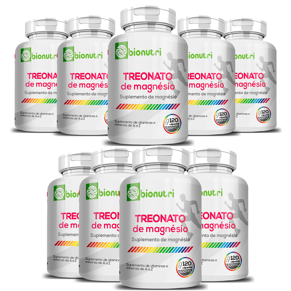 Kit 9x Magnesio L Treonato Puro Concentrado - 120 Capsulas 500 Mg Bionutri Original | Shopee Brasil