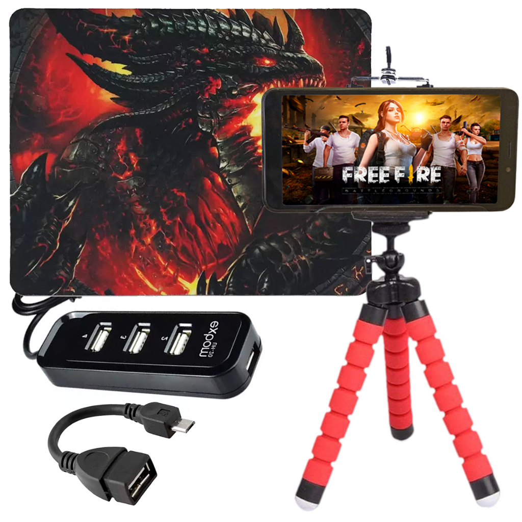 Kit Gamer Para Celular Completo Barato Top Mobilador Ff Pubg Hub Otg Suporte | Shopee Brasil