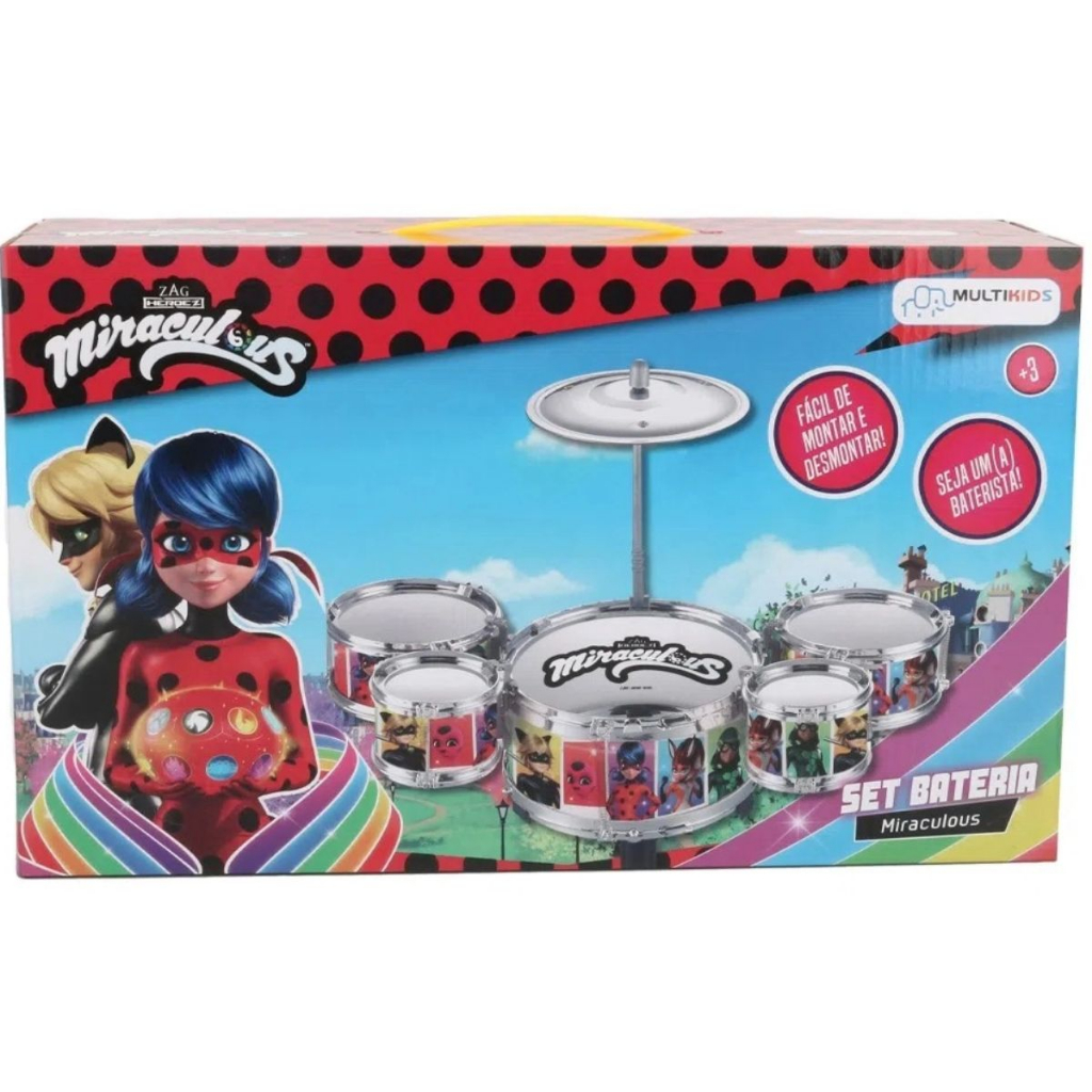 Brinquedo Musical Set Bateria Infantil Completa Miraculous Lady Bug ou ...