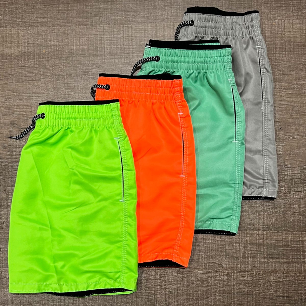 kit 4 bermudas infantil juvenil tactel grosso com bolso coloridas 02 ao ...