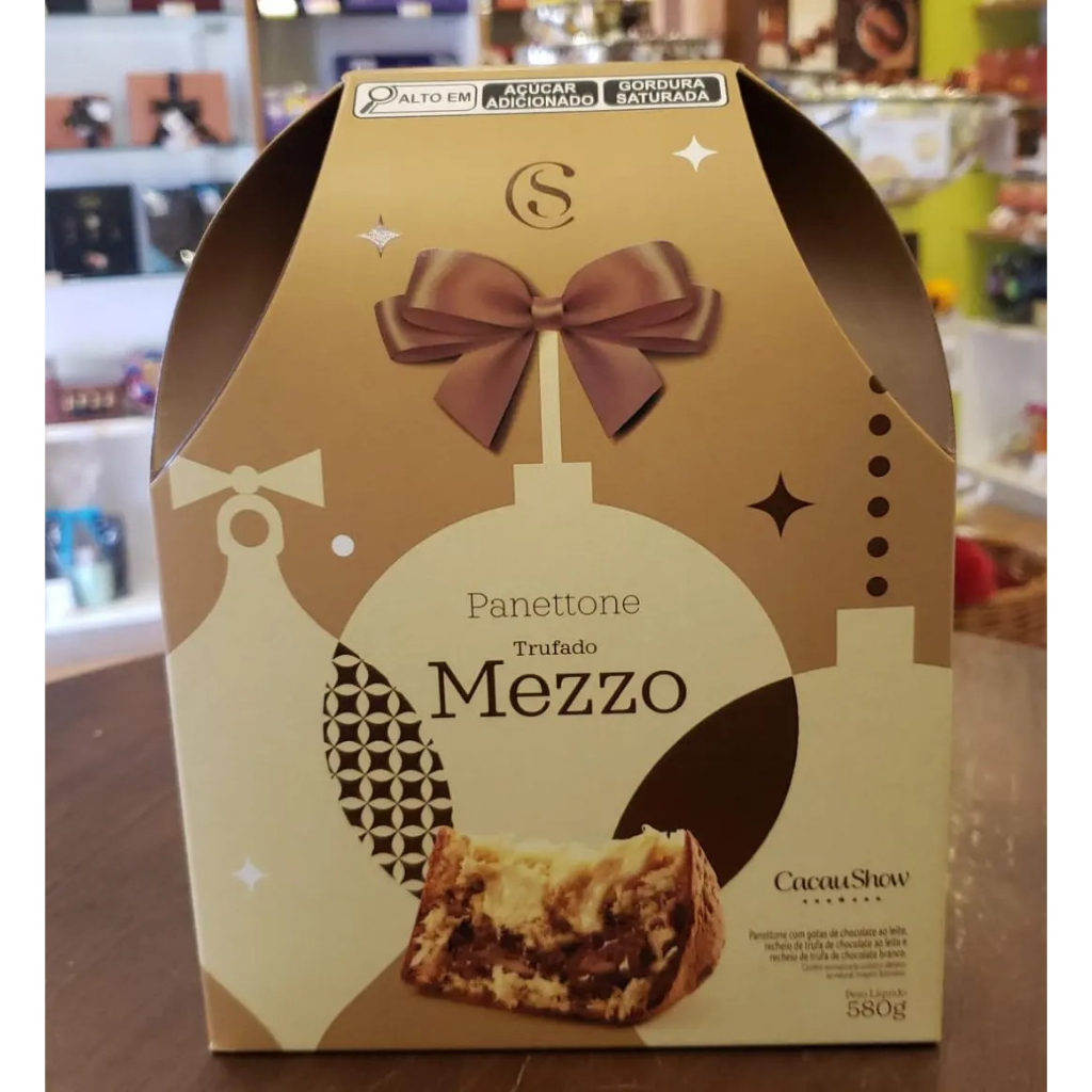 Panettone Trufado Mezzo Cacau Show 580g Presente De Natal Shopee Brasil