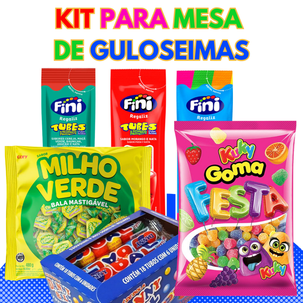 Kit Para Mesa de Guloseimas com Fini, Danny Ball Tubes, Bala de Milho e ...