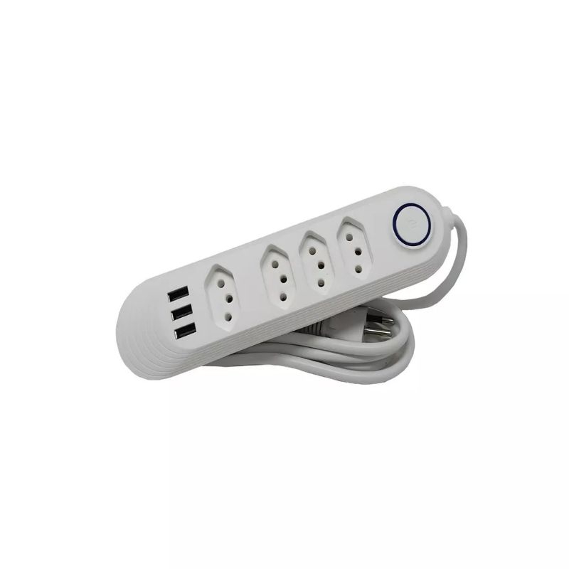 Extensão de Tomada 2 em 1: com 3 ou 4 entradas de tomada 3 pinos + HUB ...