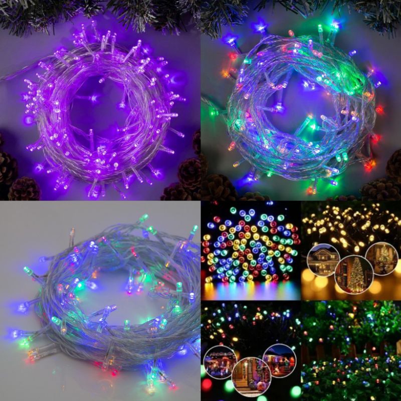 Kit 2 Caixas Pisca Pisca de Natal 8 Funções 100 Leds Fio Transparente ...
