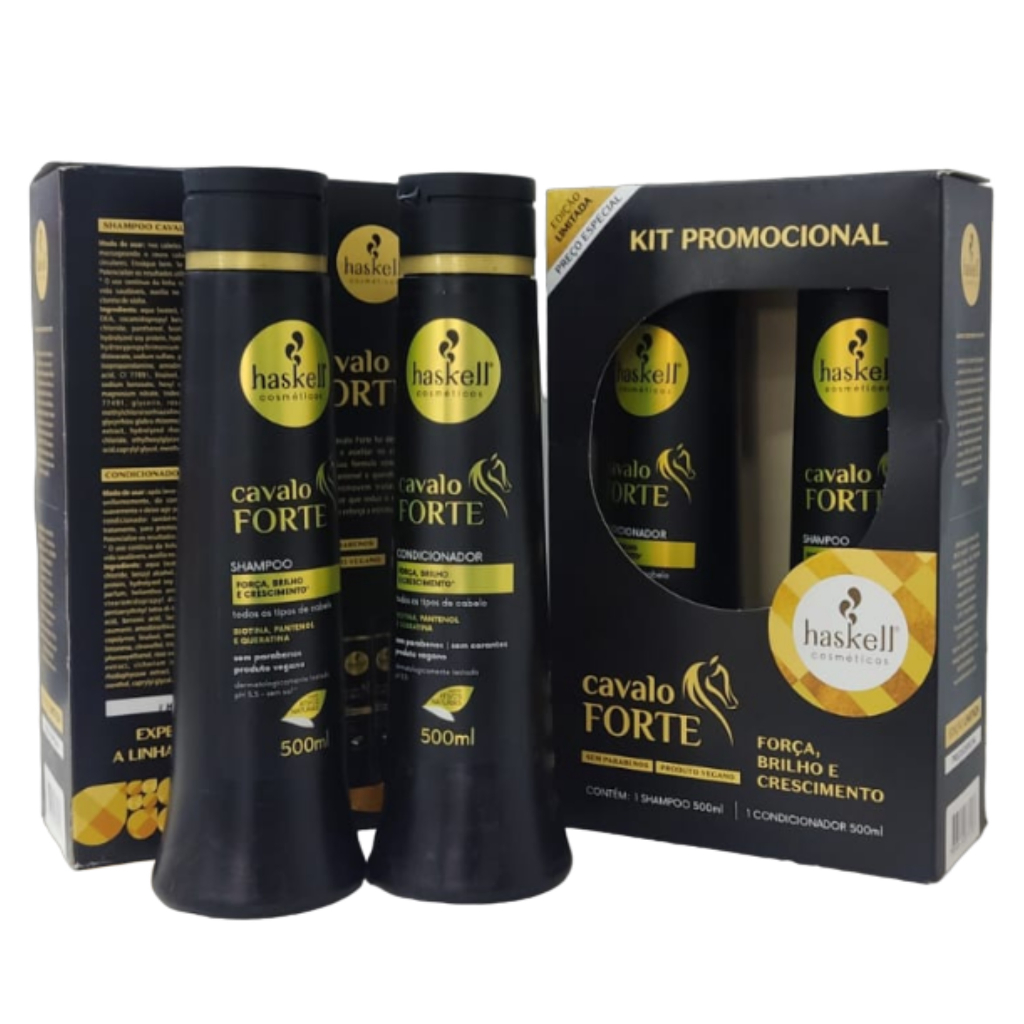 KIT CAVALO FORTE HASKELL SHAMPOO 500ML + CONDICIONADOR 500ML | Shopee Brasil