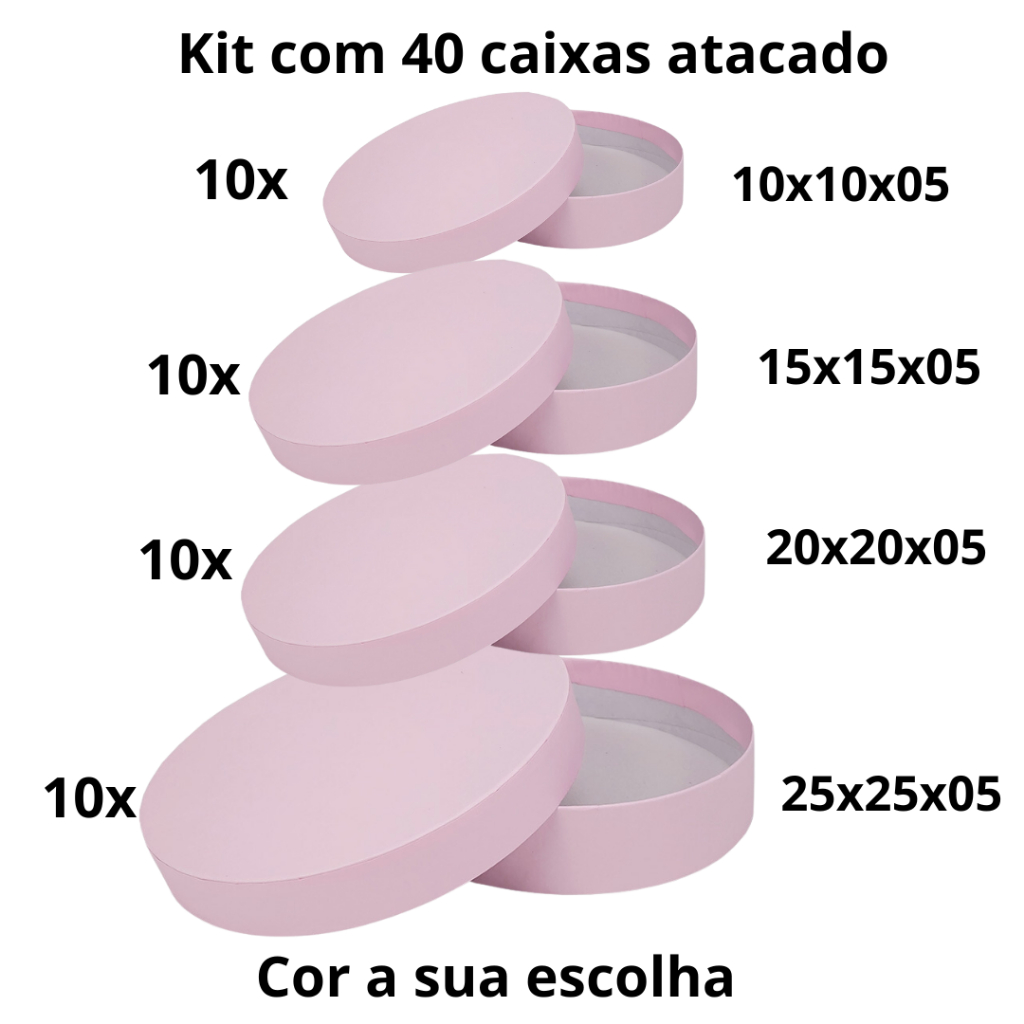 Caixa box cartonada atacado - 40 CAIXAS - 4 tamanhos - cores a escolher ...