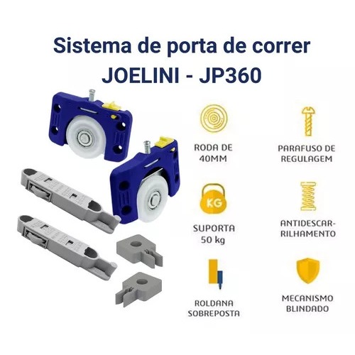 JP 360 JOELINI KIT SOBREPOR SISTEMA DESLIZANTE PARA 1 PORTA / KIT CORRER SOBREPOR | Shopee Brasil