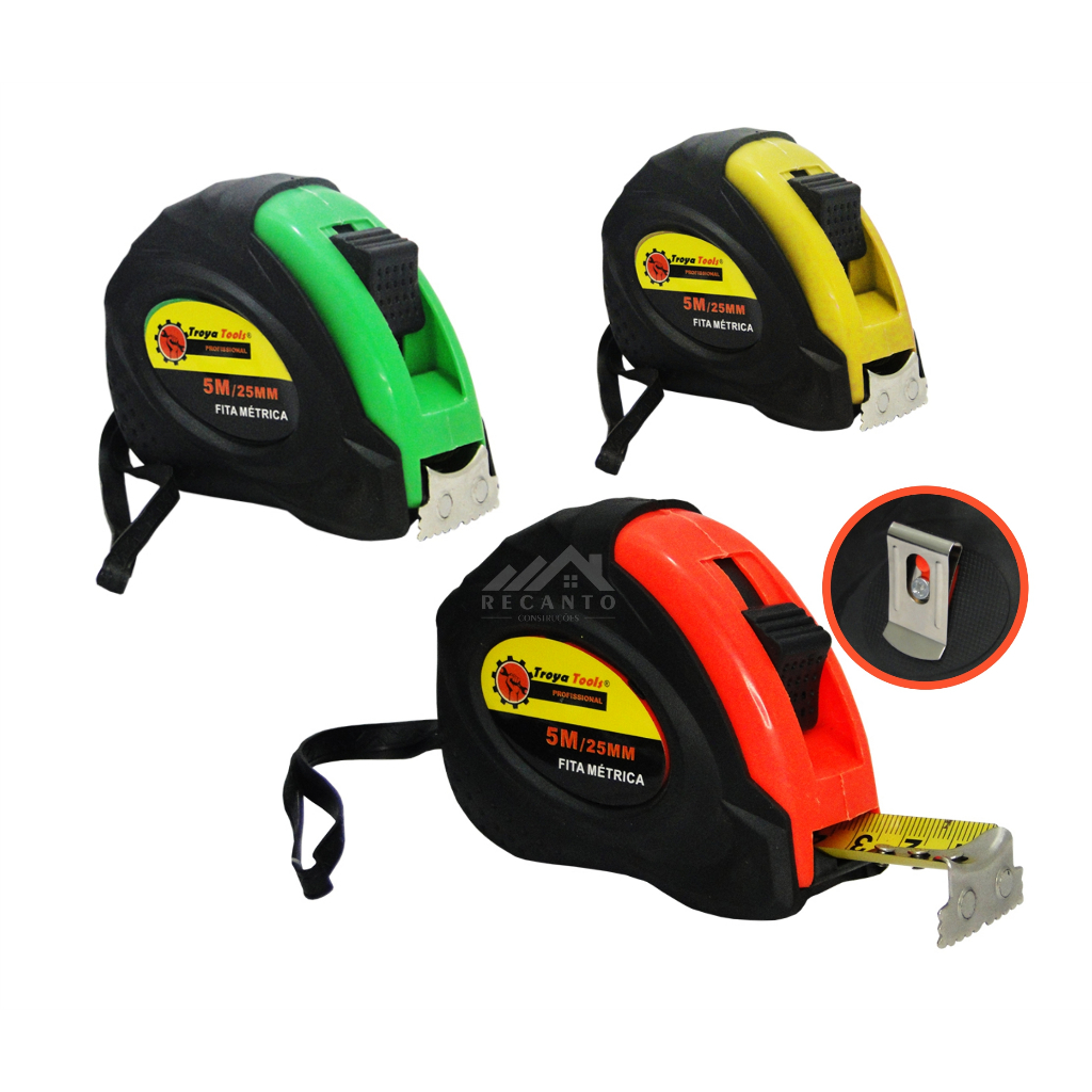 Kit 2 Trena De Aço Auto com Trava Emborrachada Profissional 3m - 5m ...