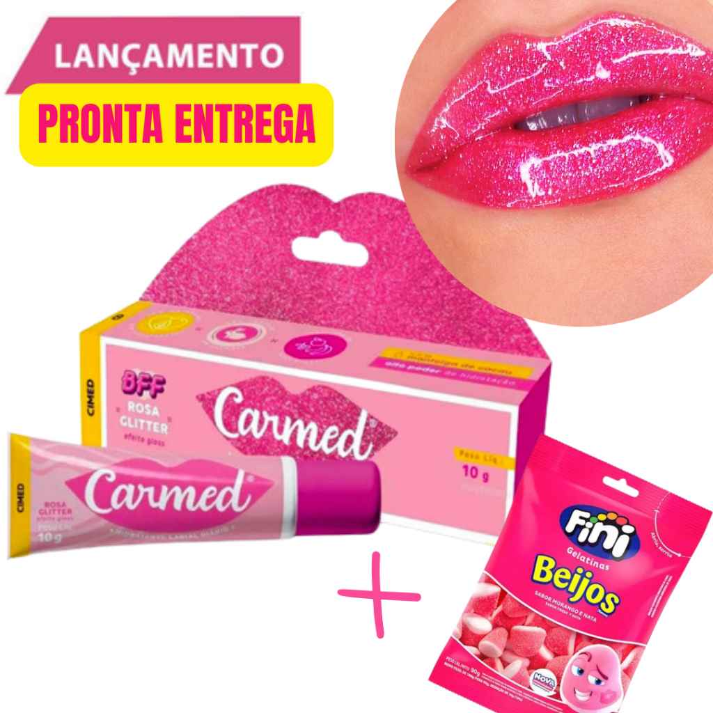 Hidratante Labial Carmed Bff Rosa Glitter Efeito Gloss 10g | Shopee Brasil