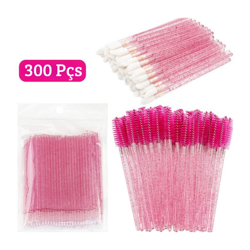 KIT 100 PINCEL APLICADOR 100 MICROBRUSH 100 ESCOVINHAS DESCARTÁVEL ROSA | Shopee Brasil