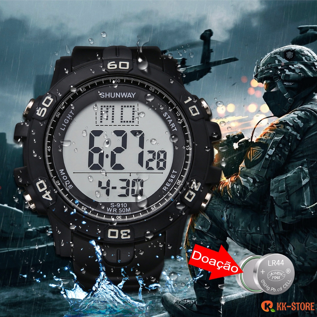 Relogio Esportivo Relógios Masculinos A Prova Água Silicone De Luxo Digital Cronômetro Com Led S ...