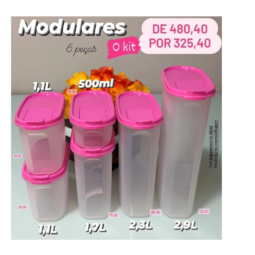 Kit Modular Oval Dispenser Tupperware Fechamento Hermético | Shopee Brasil