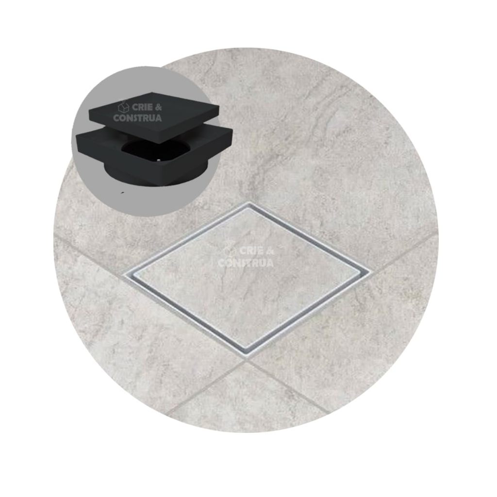 Ralo Oculto Seca Piso/Porcelanato Quadrado Metal 10x10 Com Tela ...
