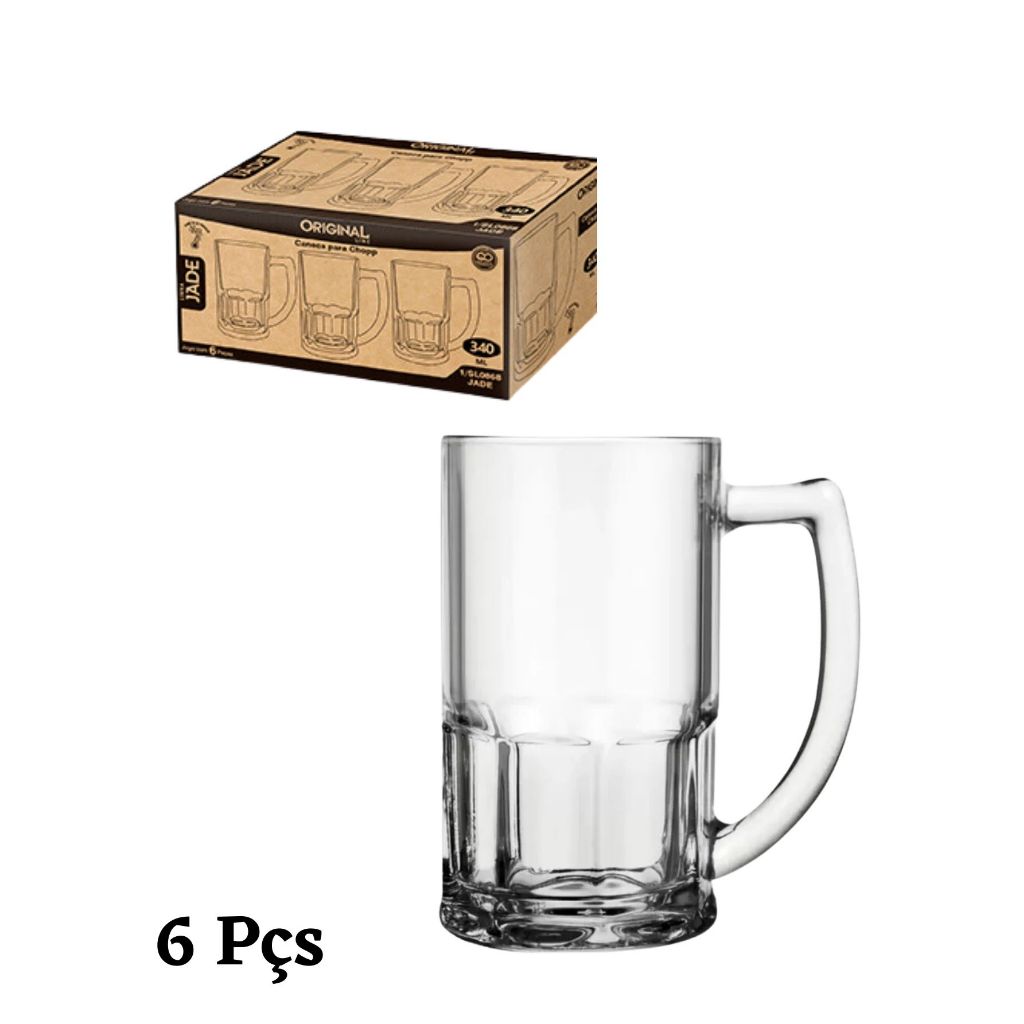 Jogo 6 Caneca SubZero Chopp De Vidro 340ML Cerveja Chopperia Bar Restaurante Pub Freezer ...