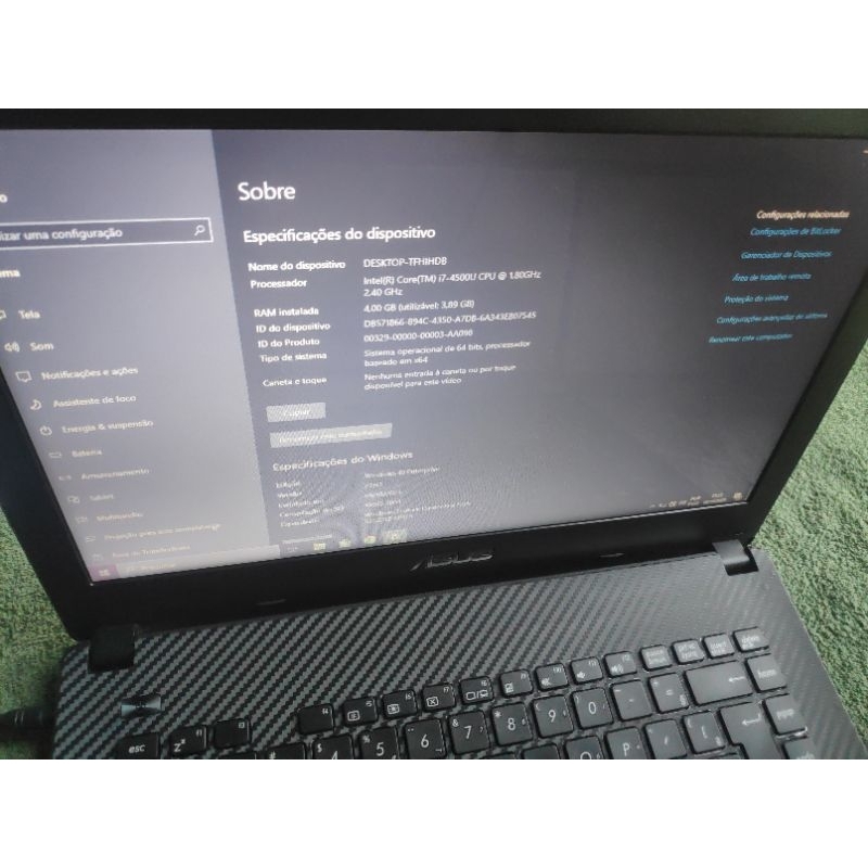 Notebook Asus i7 Defeito no teclado | Shopee Brasil