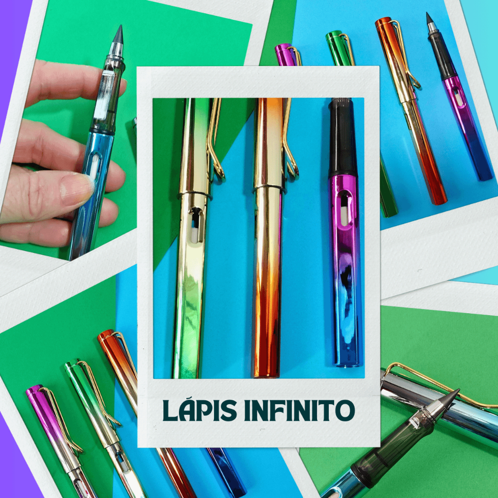 Lápis Infinito Metalizado Multicolorido 100 Lápis em 1 - Com Borracha ...