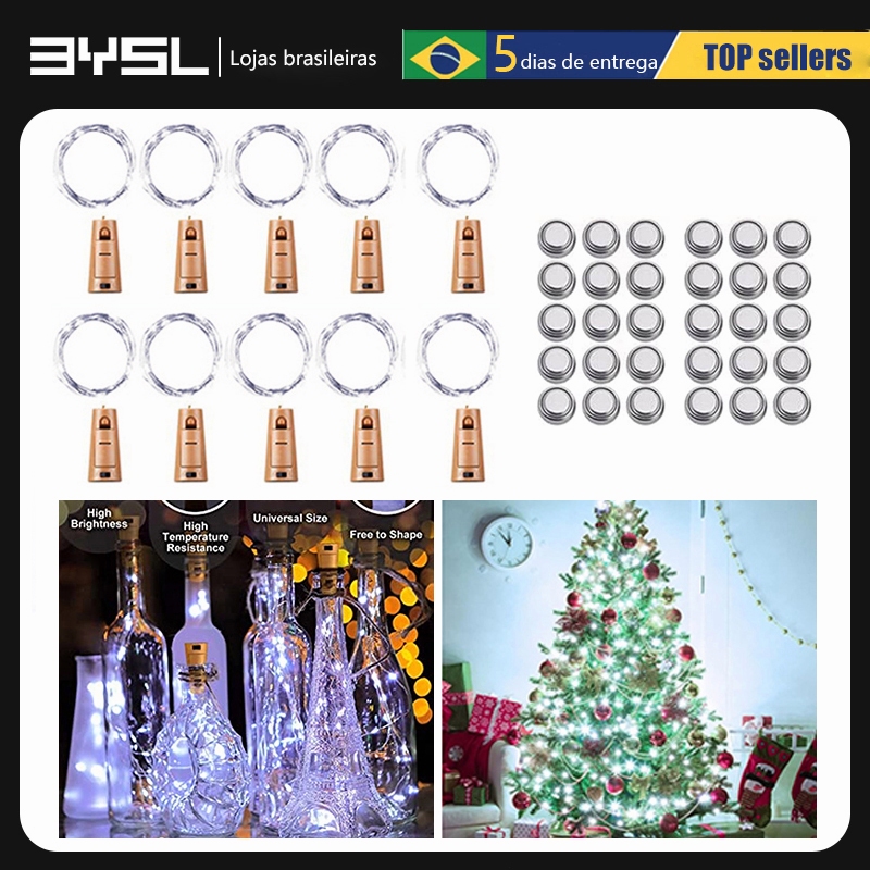Kit 10 Fios Luz De Fada String Light 10 1m Leds Rolha Decora | Shopee ...
