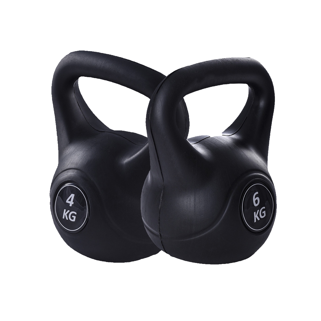Kit 2 Pesos Kettlebell Para Treino Funcional 4kg E 6kg Preto | Shopee Brasil