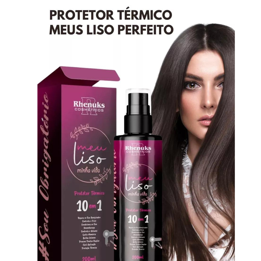 Spray Protetor Térmico Capilar Meu Liso 10x1 200ml | Shopee Brasil