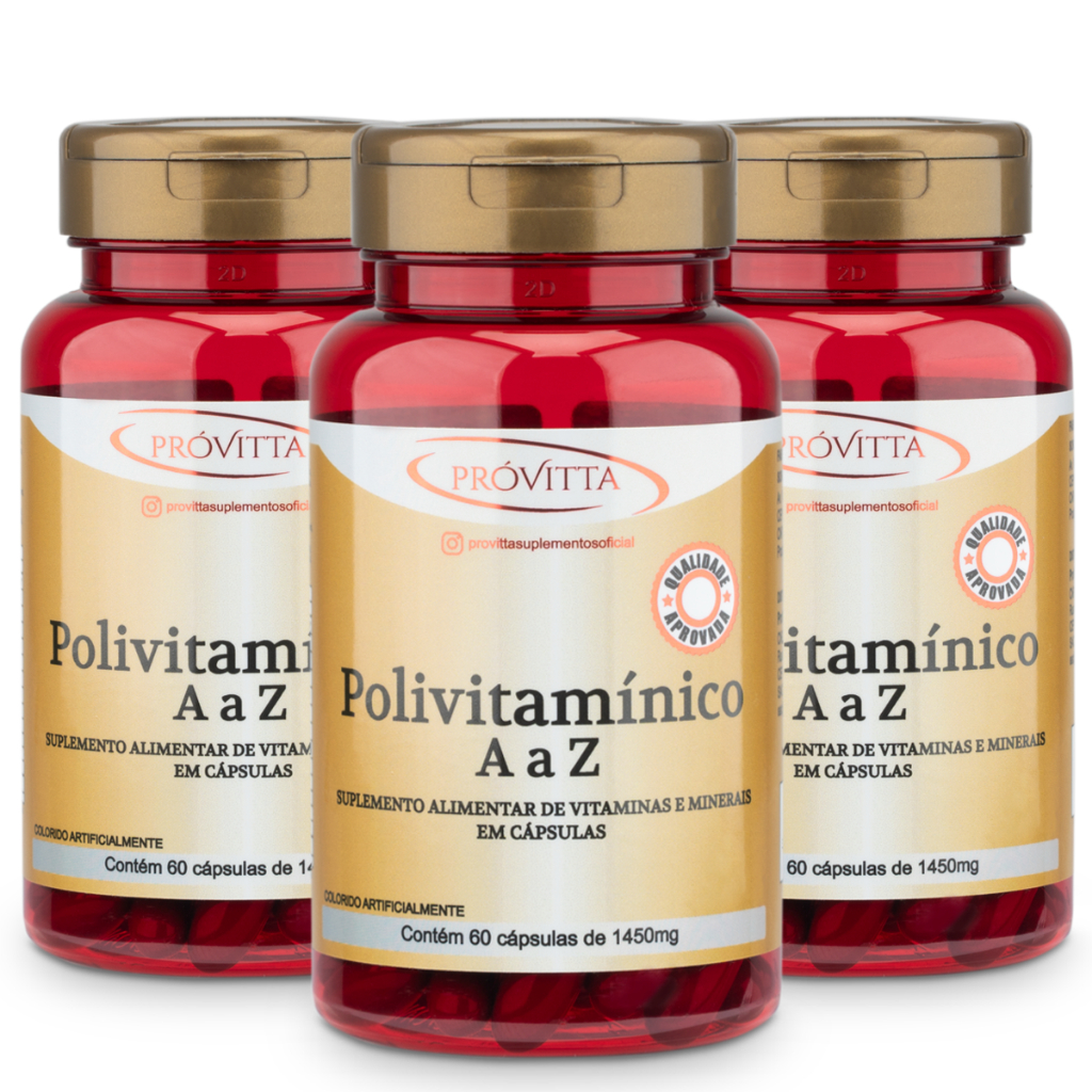 Kit 3 Polivitaminico AZ 60 Cápsulas Complexo Multi AZ Provitta | Shopee ...