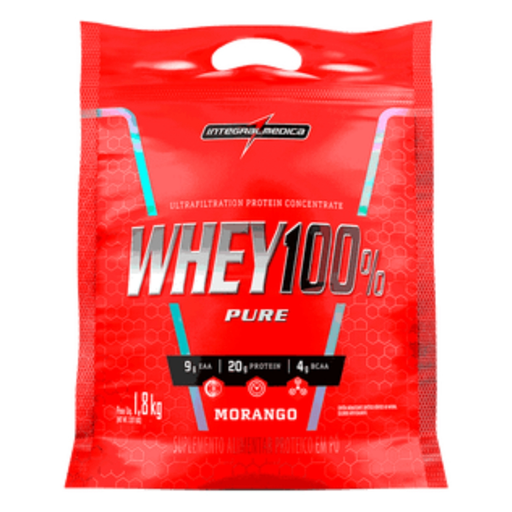 Whey protein 100% pure integralmedica diversos sabores suplemento em pó sachê 1,8kg | Shopee Brasil