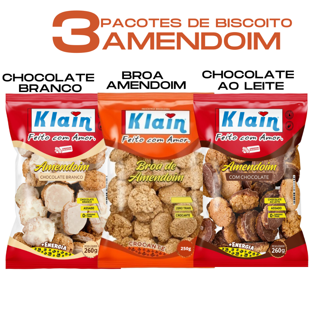 3 Pacotes de biscoito de Amendoim klain Bolacha Broa Amendoim Com ...