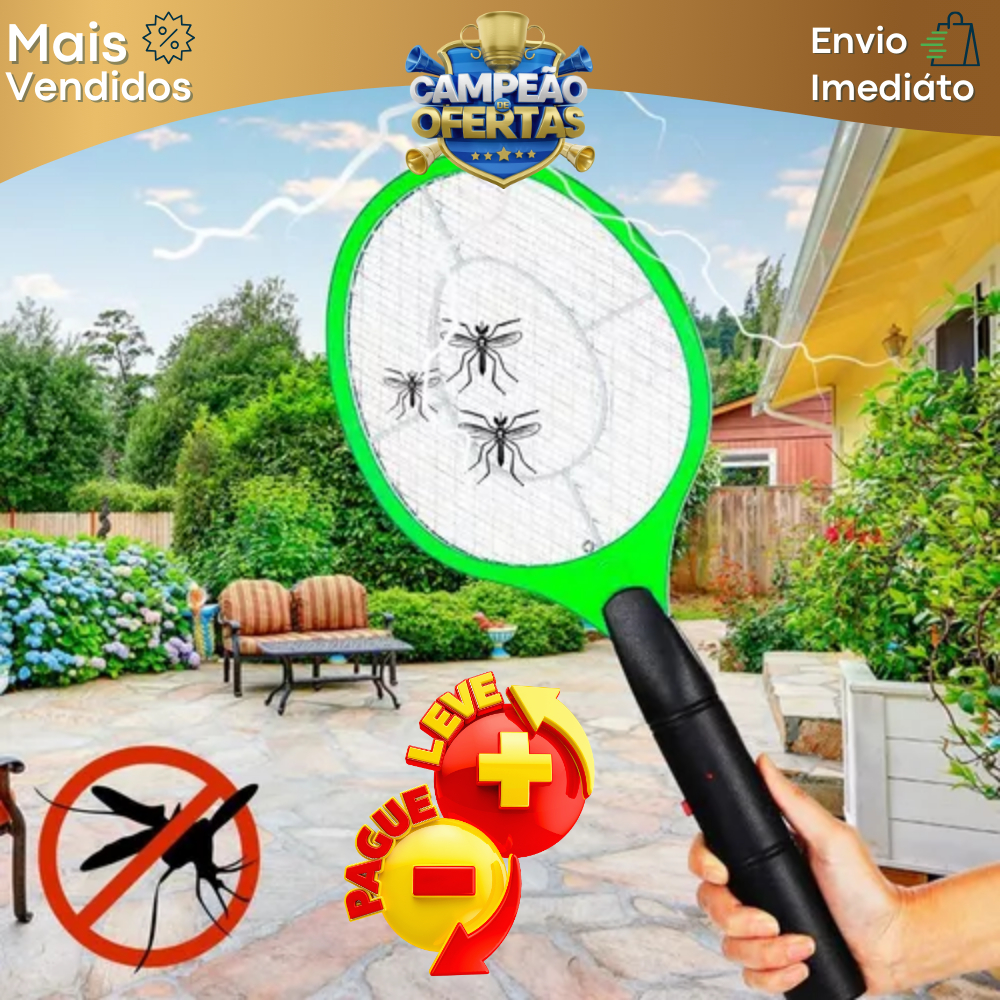 Raquete Elétrica Mata Insetos Recarregável Mosca Pernilongos | Shopee ...