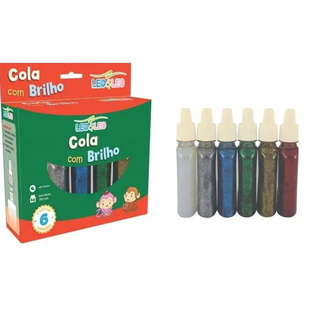 COLA COLORIDA COM BRILHO LEO&LEO 25mg Com 6 unidades | Shopee Brasil