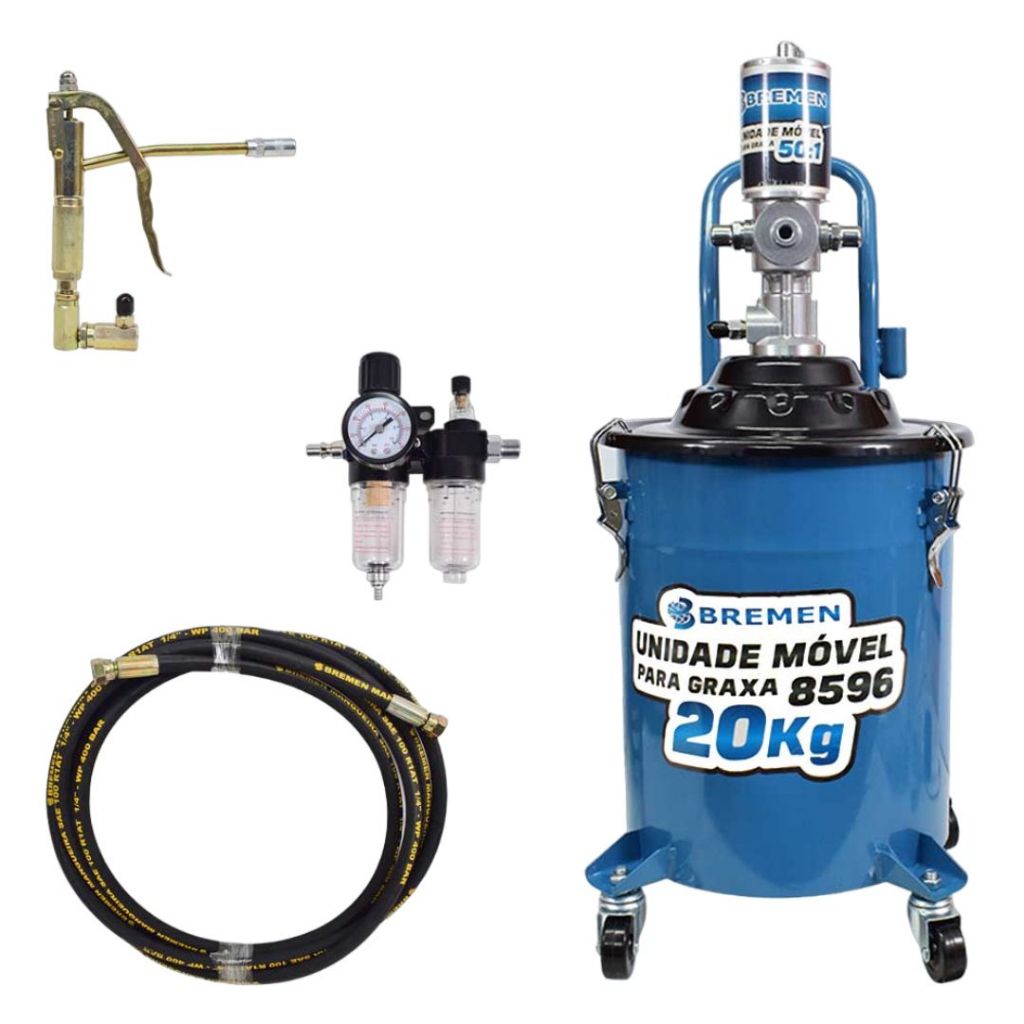 BOMBA PROPULSORA ENGRAXADEIRA PNEUMÁTICA GRAXA - BREMEN 20 KG - MOD ...