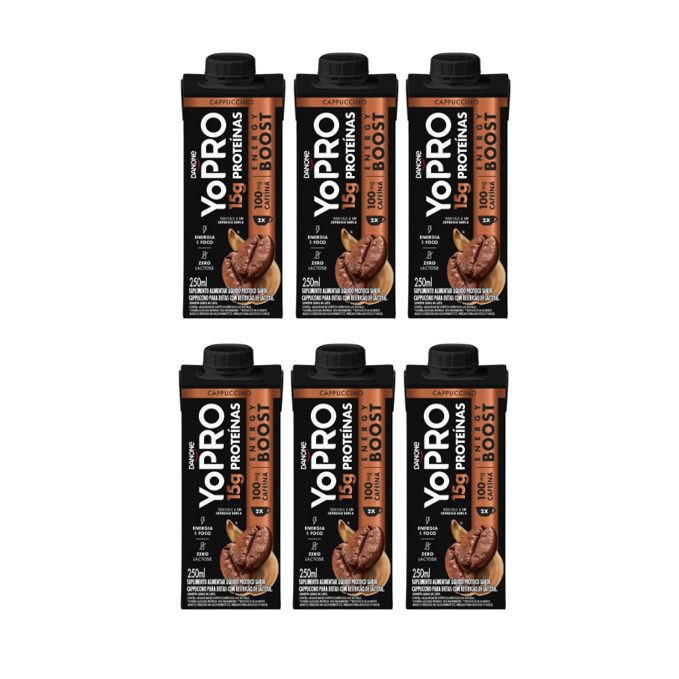 Kit C/6 Bebida Láctea Yopro 15g Proteína Cappuccino 250ml | Shopee Brasil