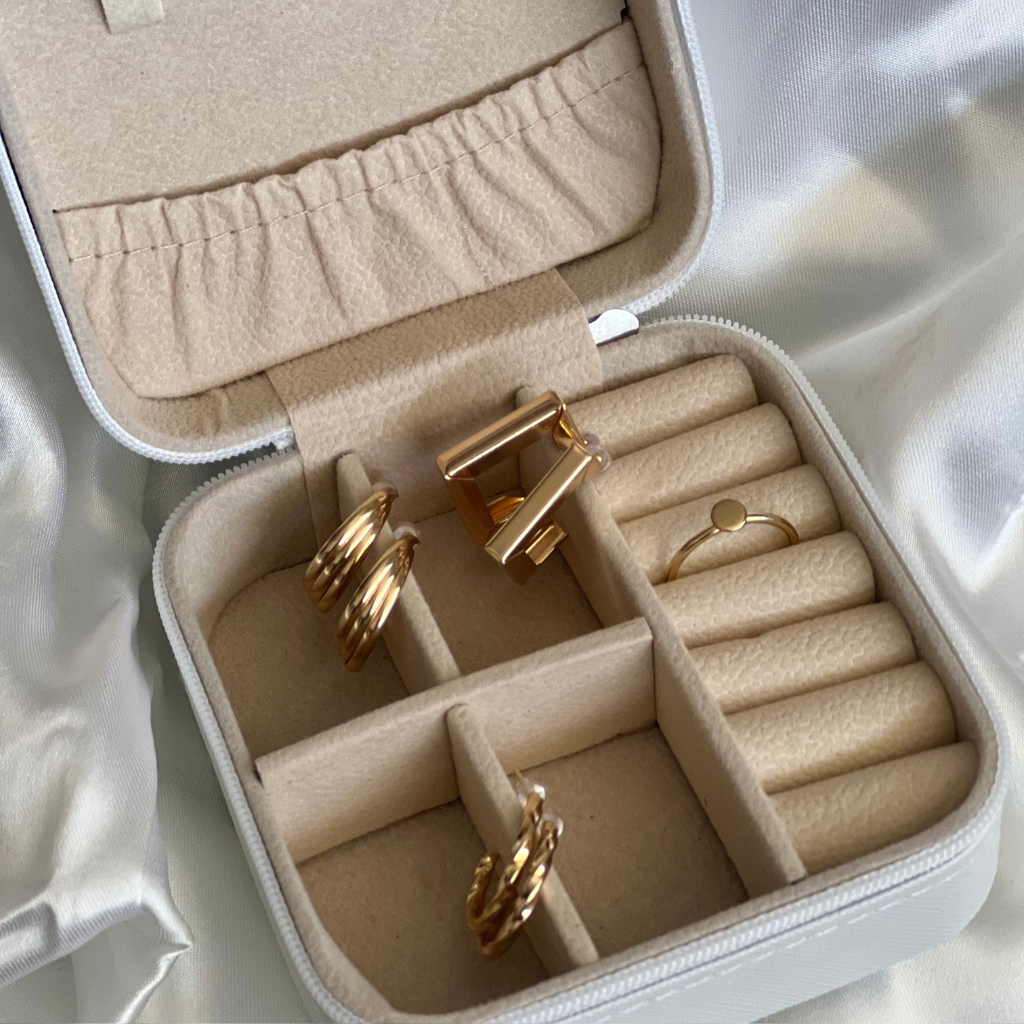 Porta Joia BRANCO, 3 Argolas Minimalista, 1 anel | Shopee Brasil