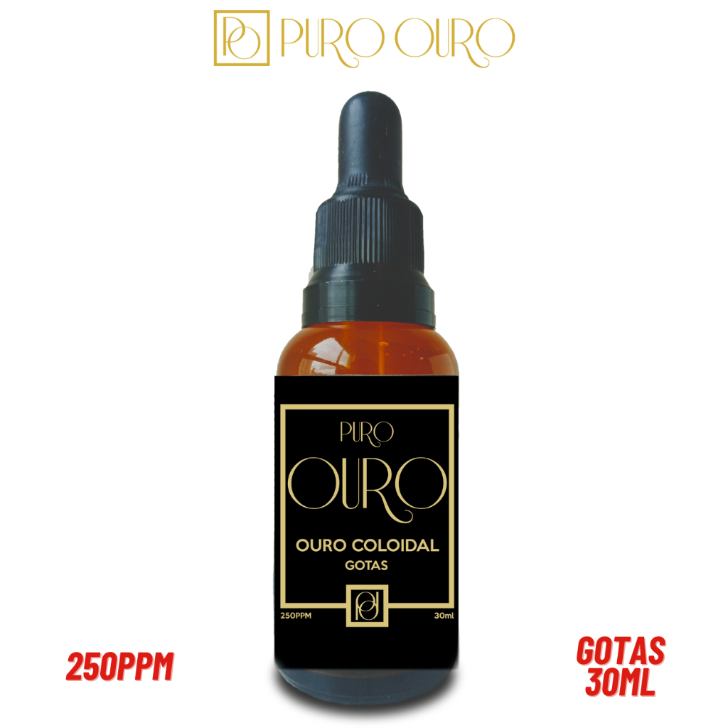 Ouro Coloidal 250ppm 24k Gotas 30ml Puro Ouro Com Certificado 99,99% ...